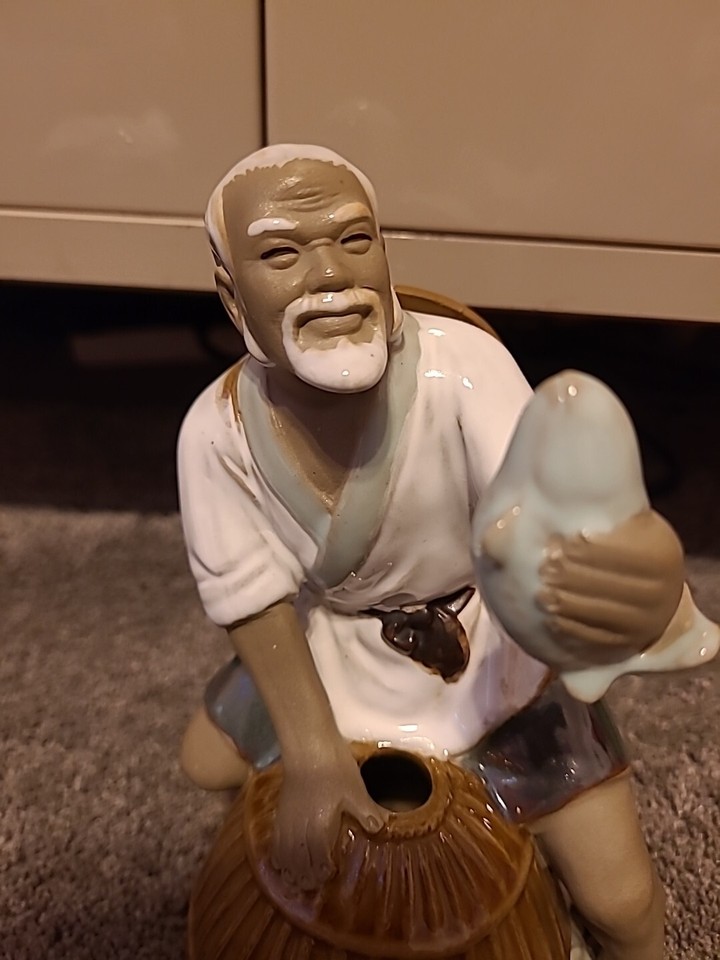 Vintage Shiwan Ceramic Glazed Art Pottery Sculpture Chinese Mud Man ...