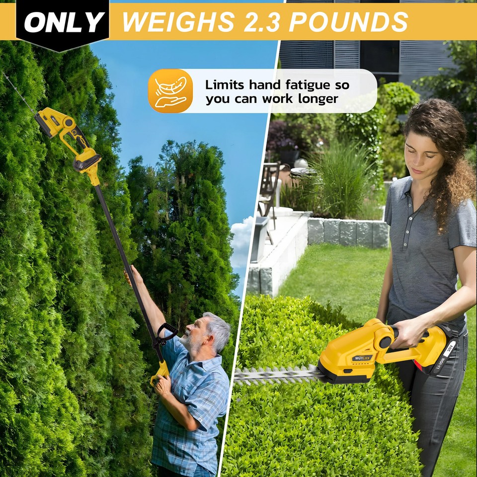 Pole Hedge Trimmer Cordless, 18-inch Electric Hedge Trimmer with ...