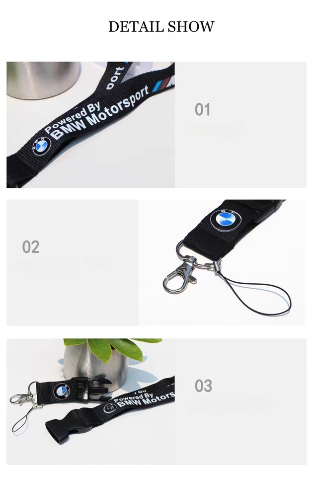 BMW M Motorsport Black Lanyard Neck Strap Key Chain Cell Phone Keyring ...