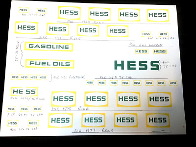 Various Hess Truck Stickers 1968 to 1978 | eBay