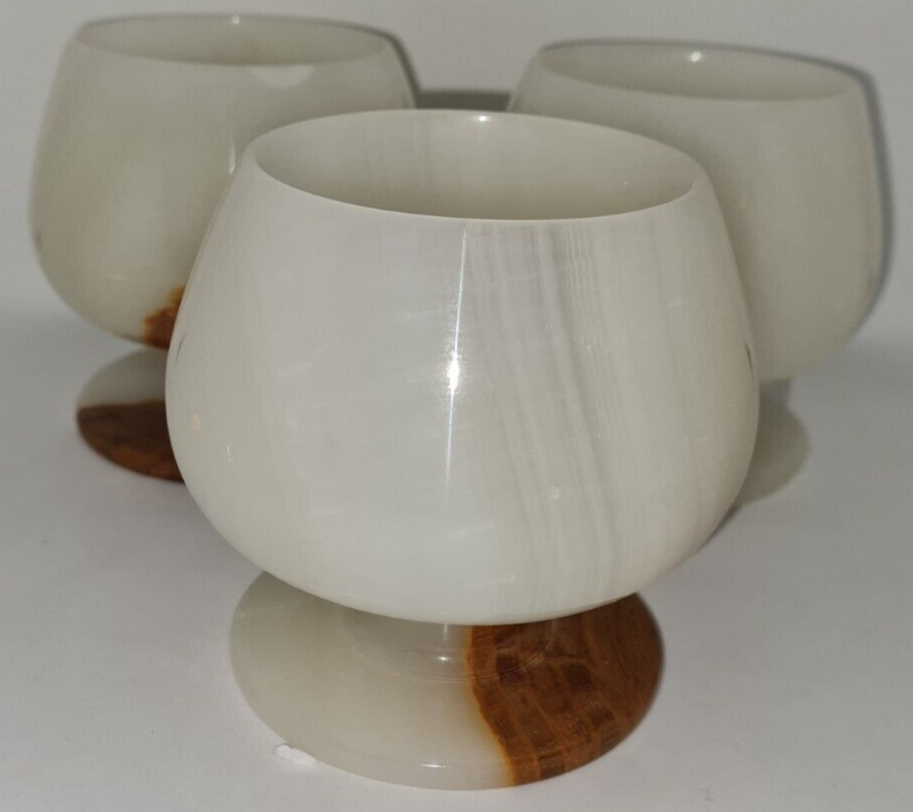 Handmade Natural White Onyx Wine Goblets - Set of 6, 4" x 4" x 4", Cap ...