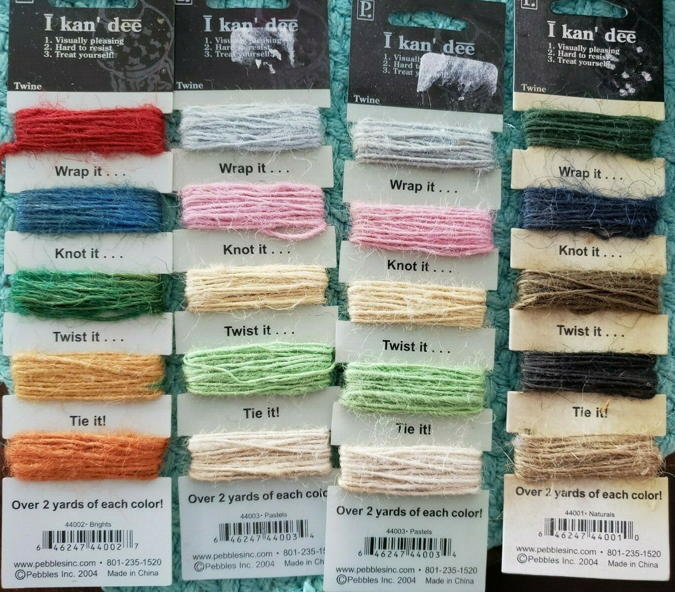 LOT TWINE SET - 4 packs - (5 Color) I Kan'dee pebbles•Wrap It•Knot ...