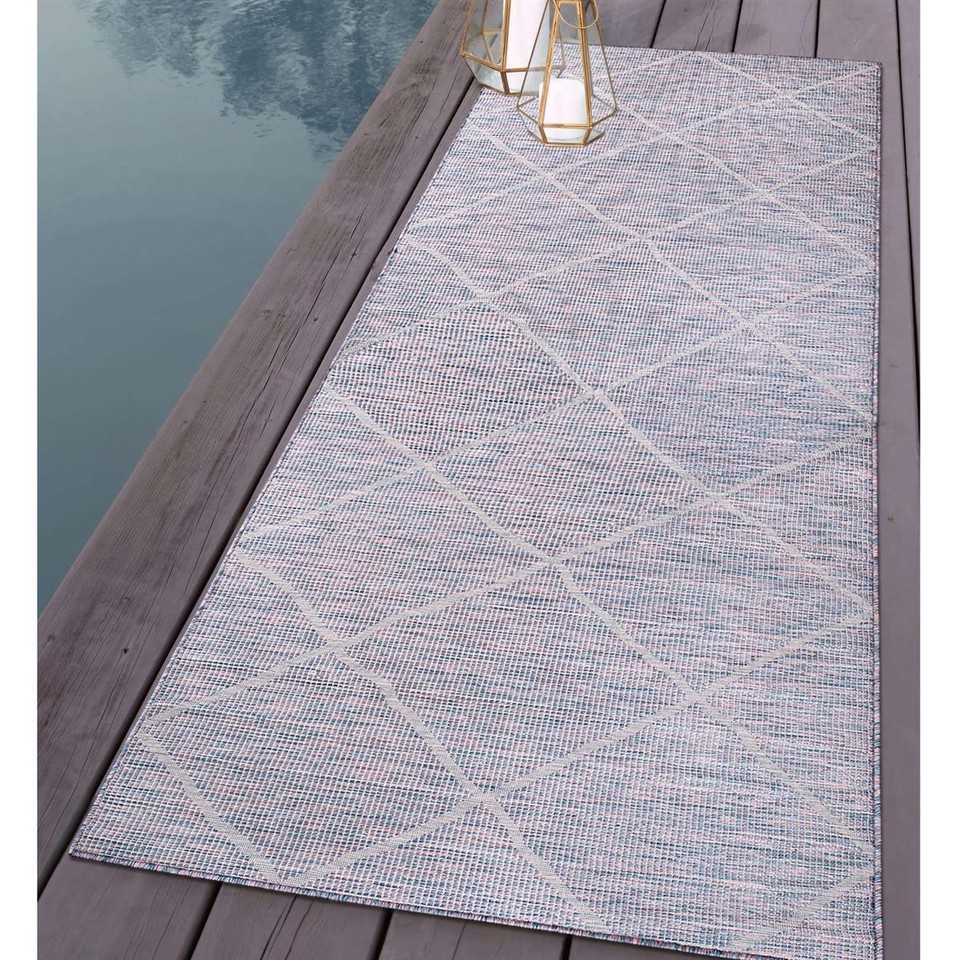 Teppich In-& Outdoor Raute-Look - Wetterfest Balkon Terrasse ...