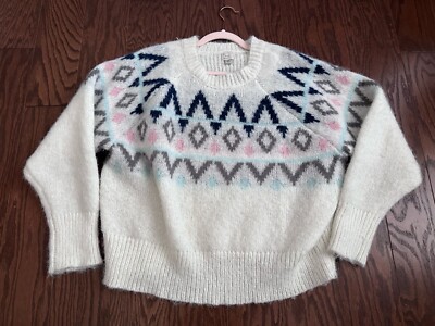 A NEW DAY Women's Pullover Sweater Size XXL Crew Neck Fair Isle White ...