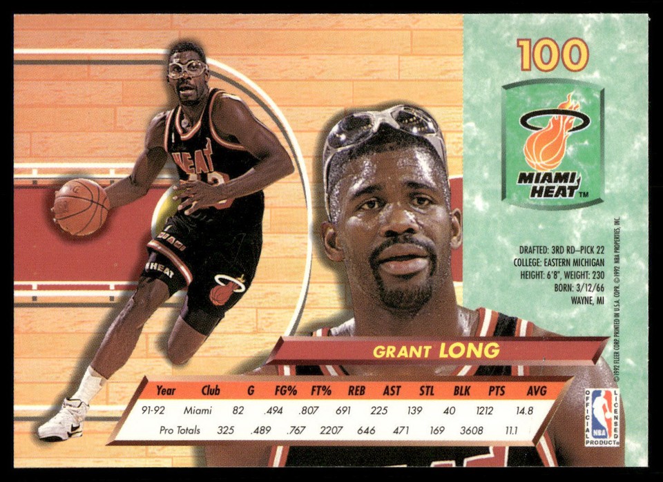 1992-93 Ultra #100 Grant Long Miami Heat | eBay