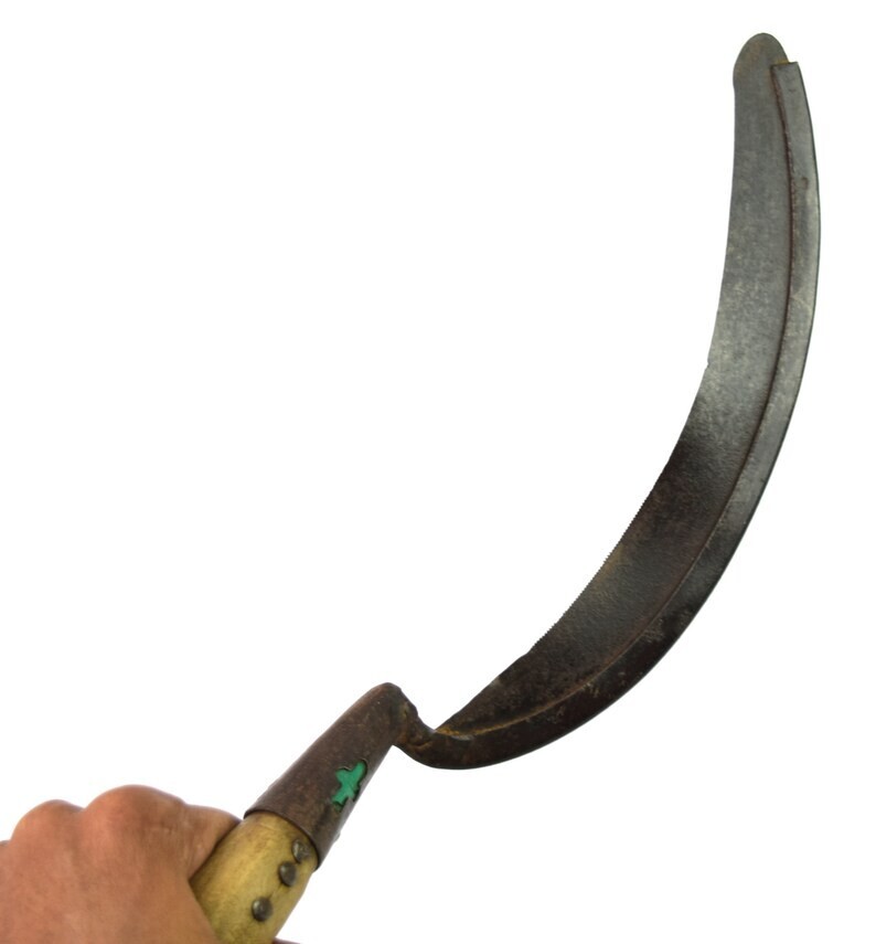 LONG 16" HAND SICKLE GRASS WEED CUTTER CUTTING GARDEN TOOL CUT DOWN ...