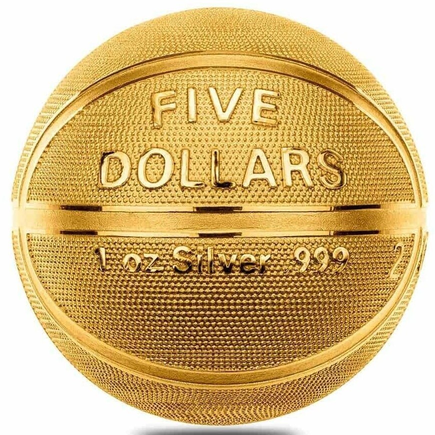 BASKETBALL Spherical 1 Oz Silver Prooflike Coin 5$ Samoa 2020 Gold ...