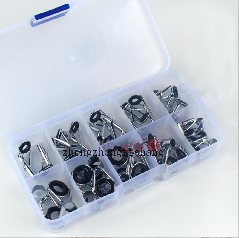 36pcs Fishing Rod Guide Tip Top Ring Eye Wire Loop Repair Kit Stainless ...