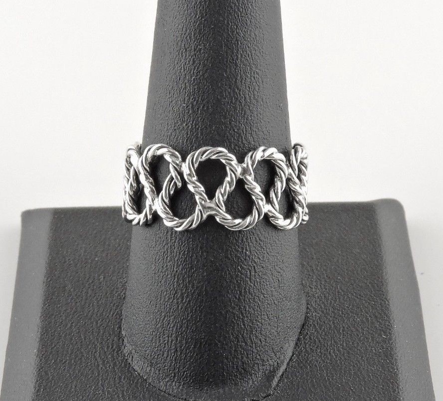 Sterling Silver Twisted Looped Rope Ring | eBay