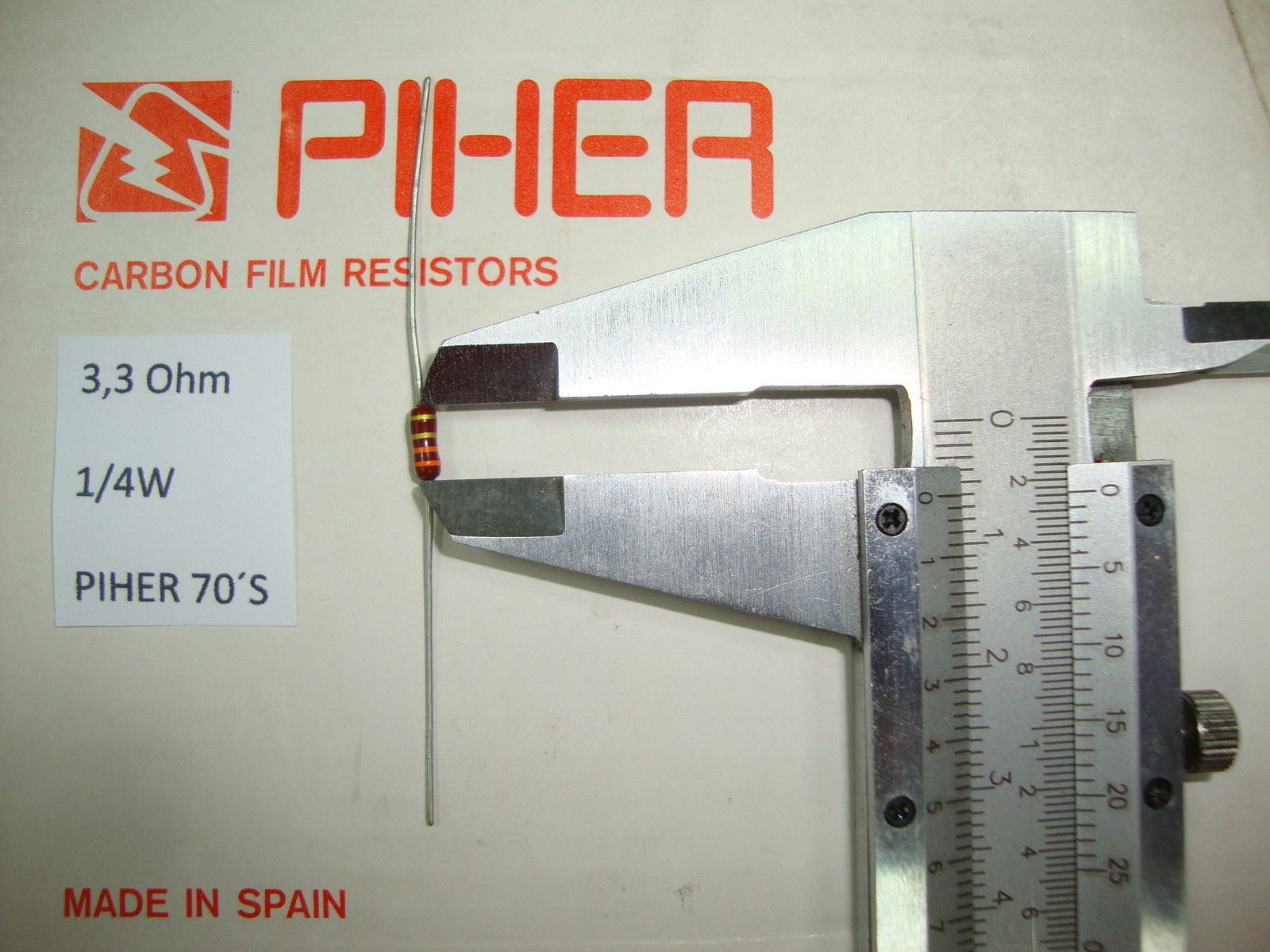 VINTAGE PIHER RESISTOR. 1/4W 3R3 3.3Ohm 5% *4 PC* NEW ORIGINAL 1970´S ...