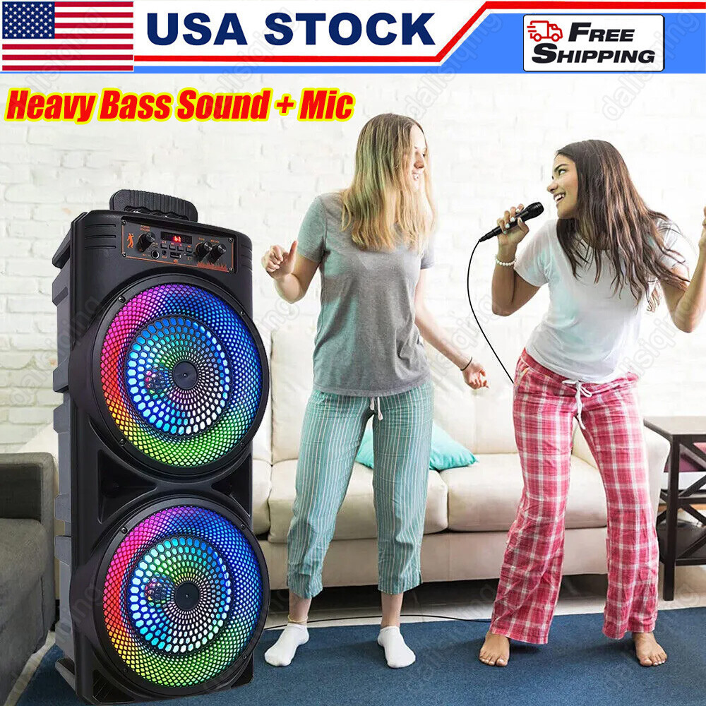 Dual 8" Portable Bluetooth Speaker Sub Woofer Heavy Bass Sound System ...