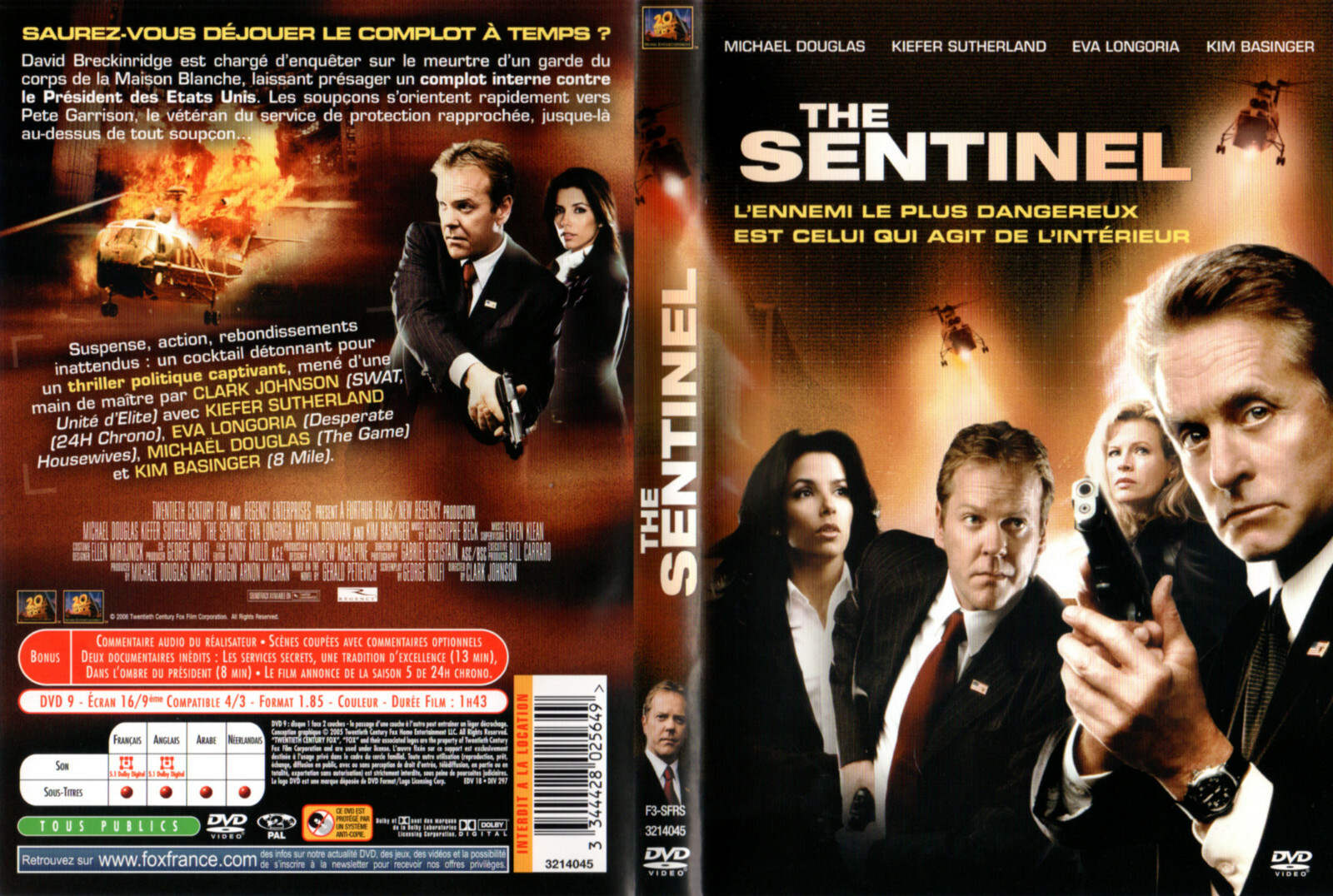 DVD - THE SENTINEL - M.Douglas - K.Sutherland - E.Longoria - K.Basinger ...