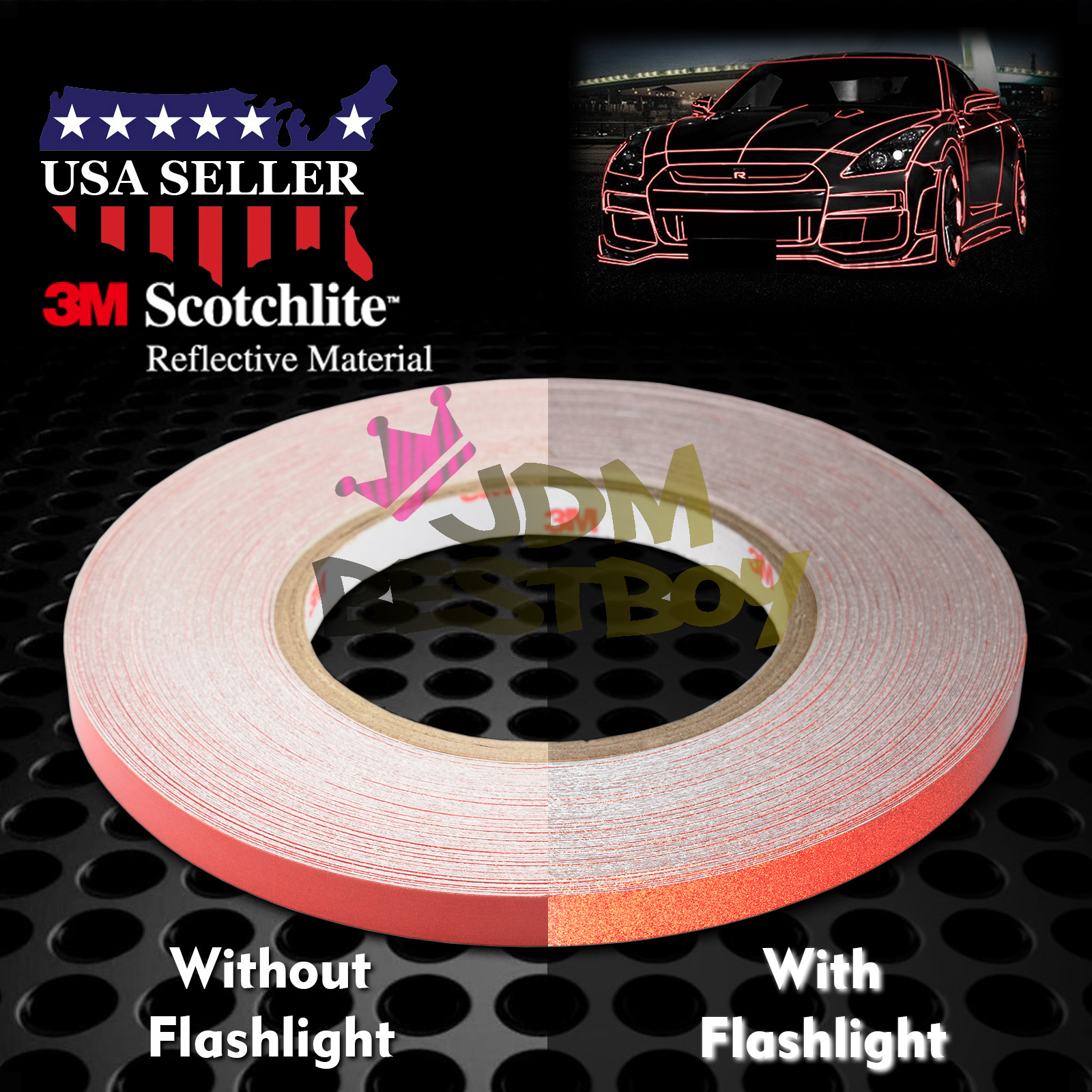 3M Red Reflective Tape Safety Self Adhesive Striping Sticker 150FT Roll ...