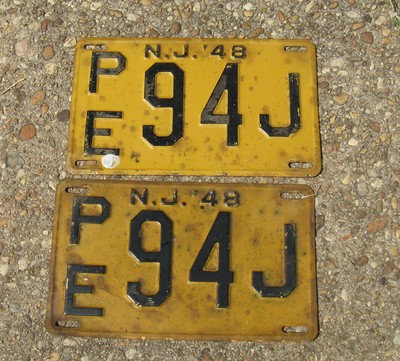 1948 NEW JERSEY NJ PE 94J License Plates - Matching Pair! | eBay