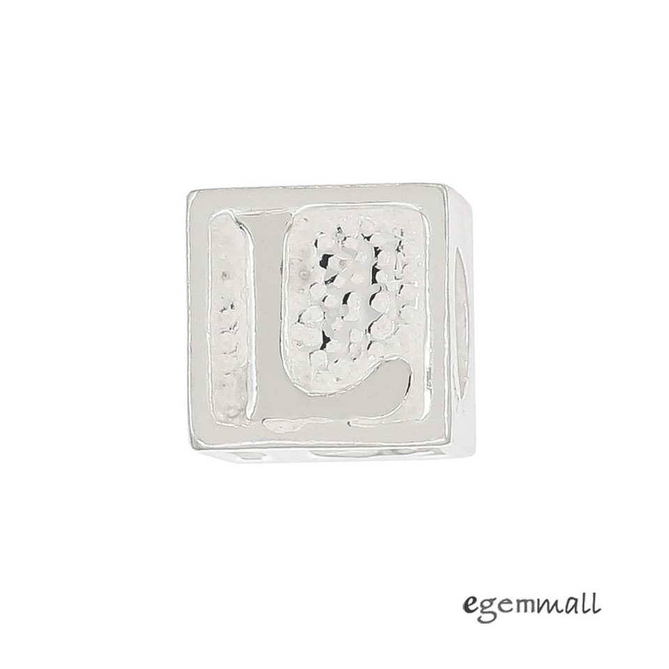 1 Sterling Silver Alphabet Initial Letter Cube Charm Bead Fit European ...