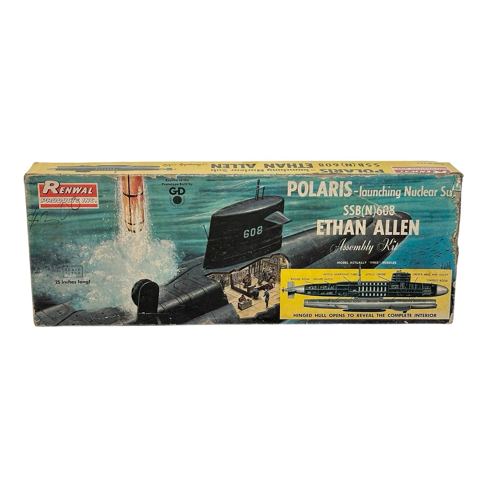 VINTAGE RENWAL POLARIS NUCLEAR SUBMARINE MODEL KIT ETHAN ALLEN 1:200 | eBay