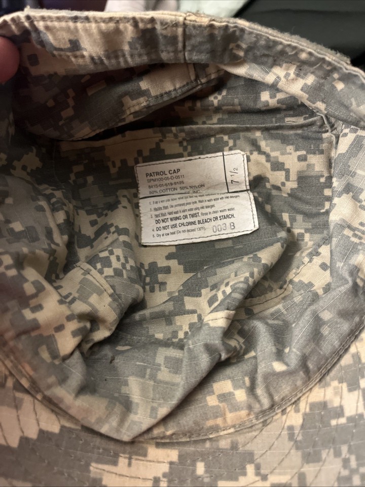 US Army Raid Modified Sekri ACU UCP Patrol Cap Hat size 7 1/2" - No ...