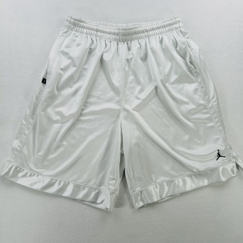 Jordan Shorts Mens 3XL White Jumpman Basketball Satin Shine Embroidered ...