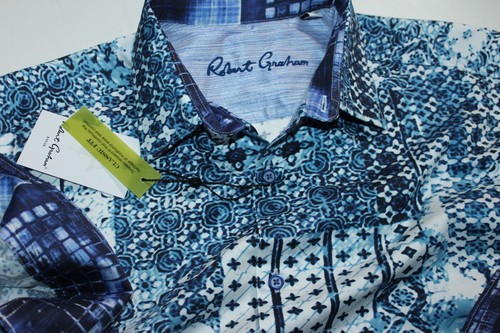 Robert Graham Shirt Capshaw Geo RSS221027CF Blue Classic Fit LS New ...