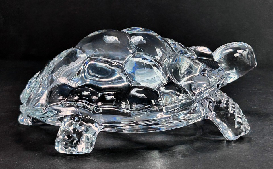 Tortoise Turtle Heavy Clear Crystal Glass Figure Paperweight Decor 7 ...