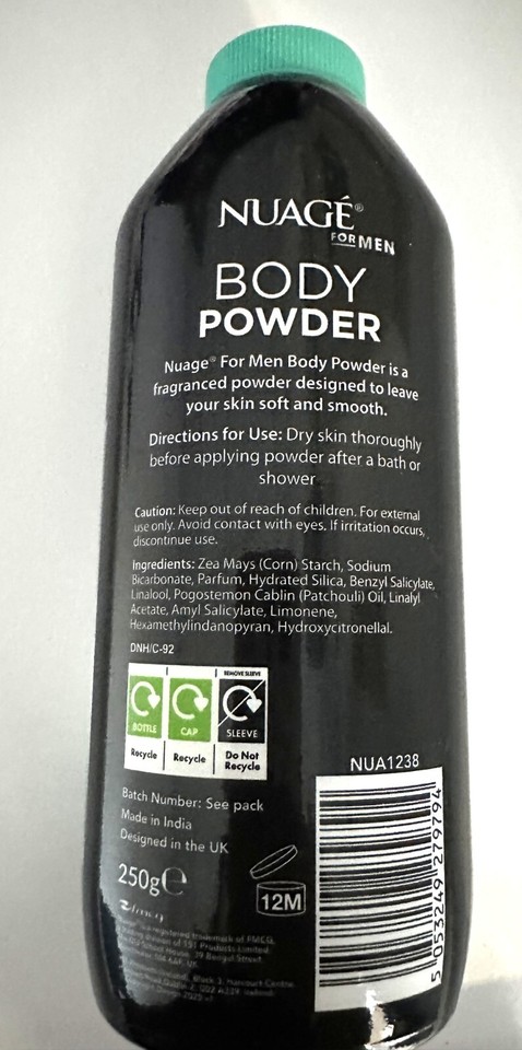 Nuage AQUA FRESH Body Powder for Men - 100% Talc Free 250g. | eBay UK