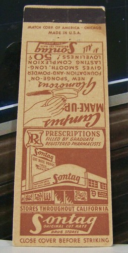 Vintage Matchbook Cover B1 California Sontag Cut Rate Drug Stores Make ...