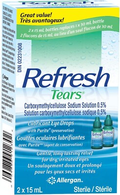 REFRESH TEARS Ophthalmic Solution Lubricant Eye Drops For Dry Eye ...