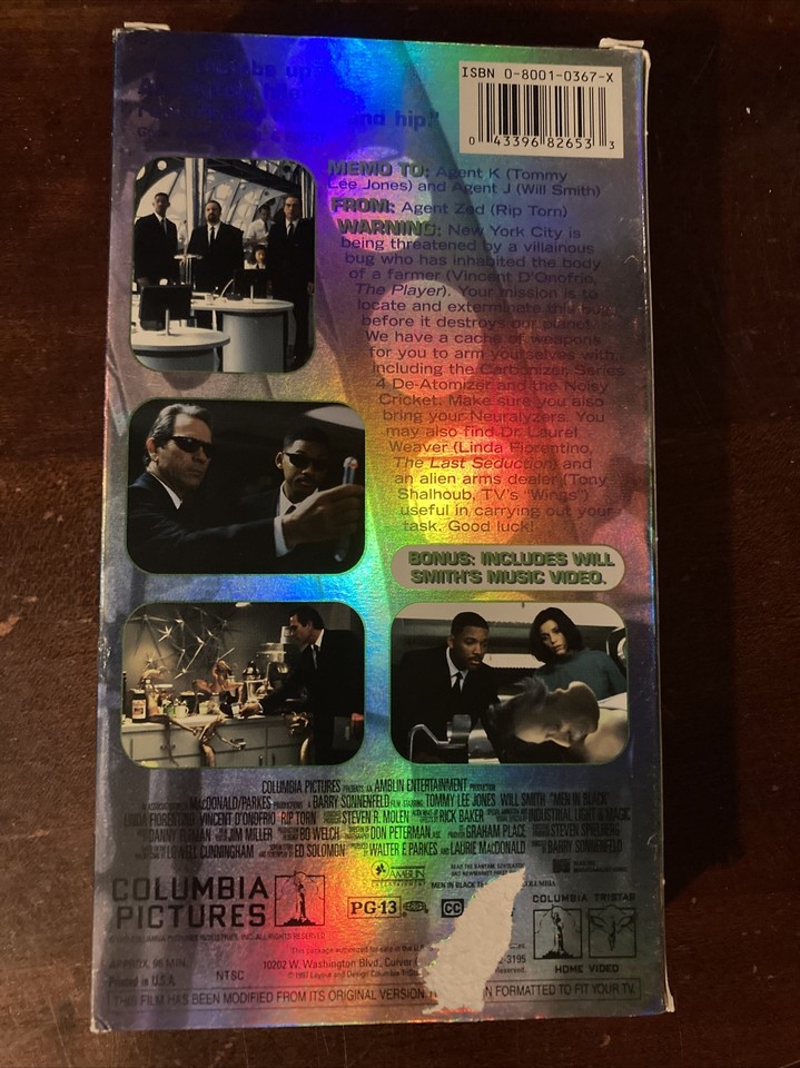 Men In Black VHS Movie 1997 Tommy Lee Jones & Will Smith Vintage ...