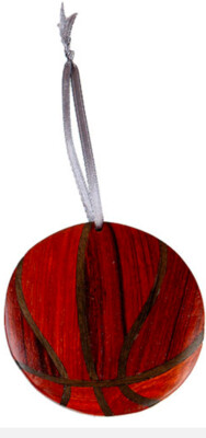 Basketball - Double-sided Wood Intarsia Christmas Tree Ornament ...