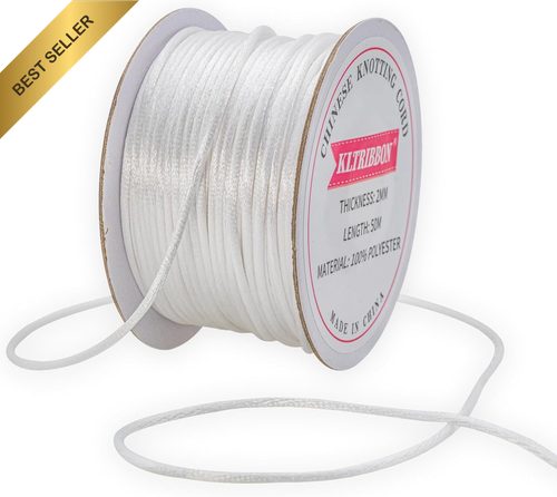 2mm White Satin Rattail Cord 50m Chinese Knotting String Macrame DIY ...