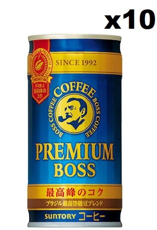 Suntory Boss Coffee, Premium Boss, 185ml (Pack of 10), Product of Japan ...