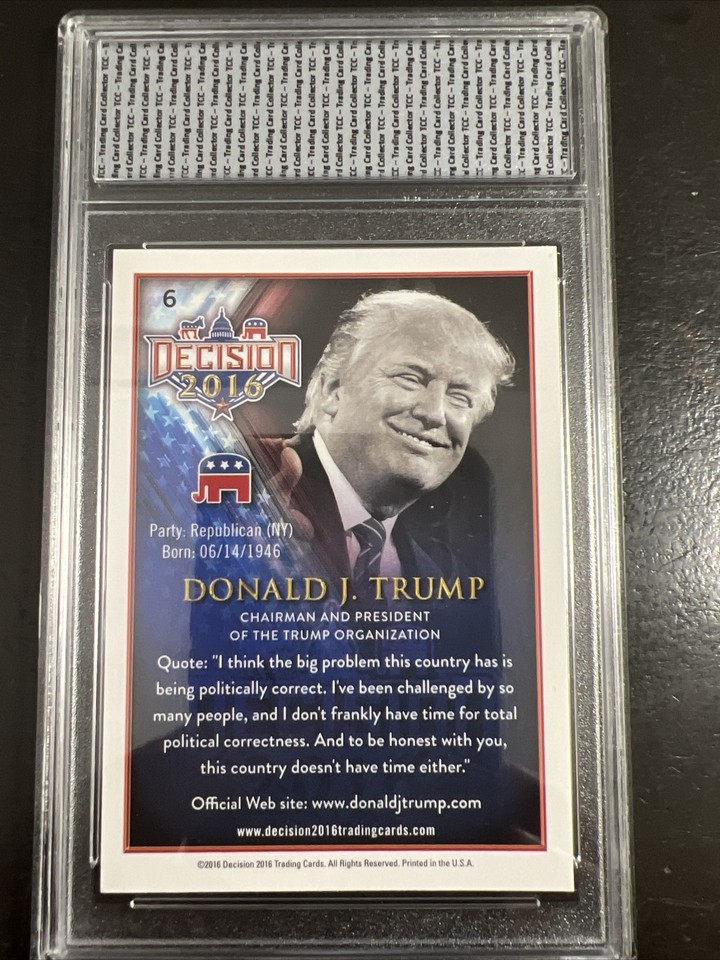 2016 Decision Donald Trump #6 TCC Graded Gem Mint 10 | eBay