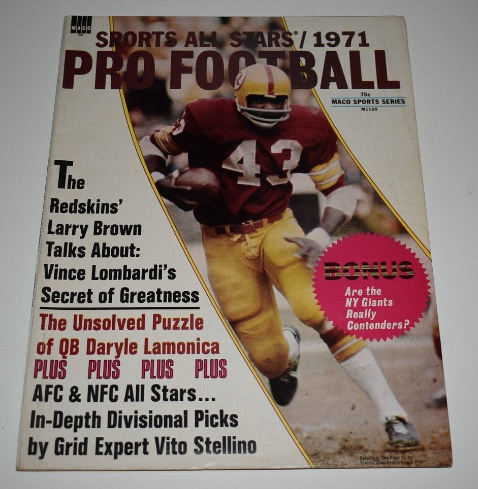 maco 1971 SPORTS ALL STARS Pro Football Magazine LARRY BROWN Redskins ...