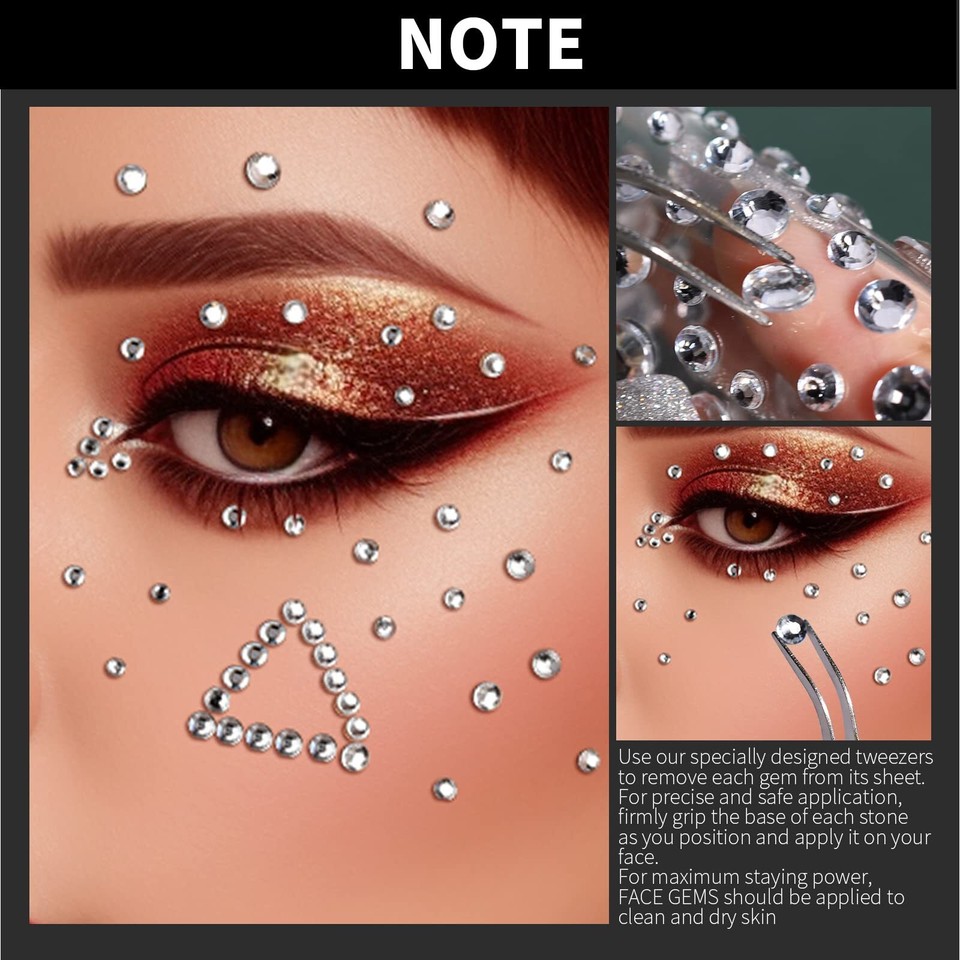 Teen Face Gems Self Adhesive Face Rhinestones for Makeup Festival Face ...