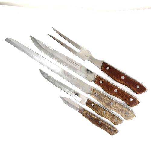 Maxam Steel Lot of 4 Knives + Maxam Edge Fork - Carving - Filet - Bread ...