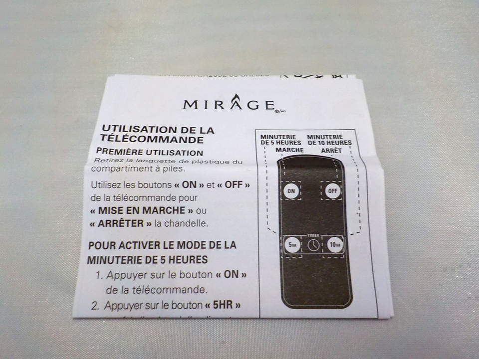 MIRAGE REMOTE CONTROL FOR LED CANDLES NEW IN THE BOX WITH INSTRUCTIONS ...