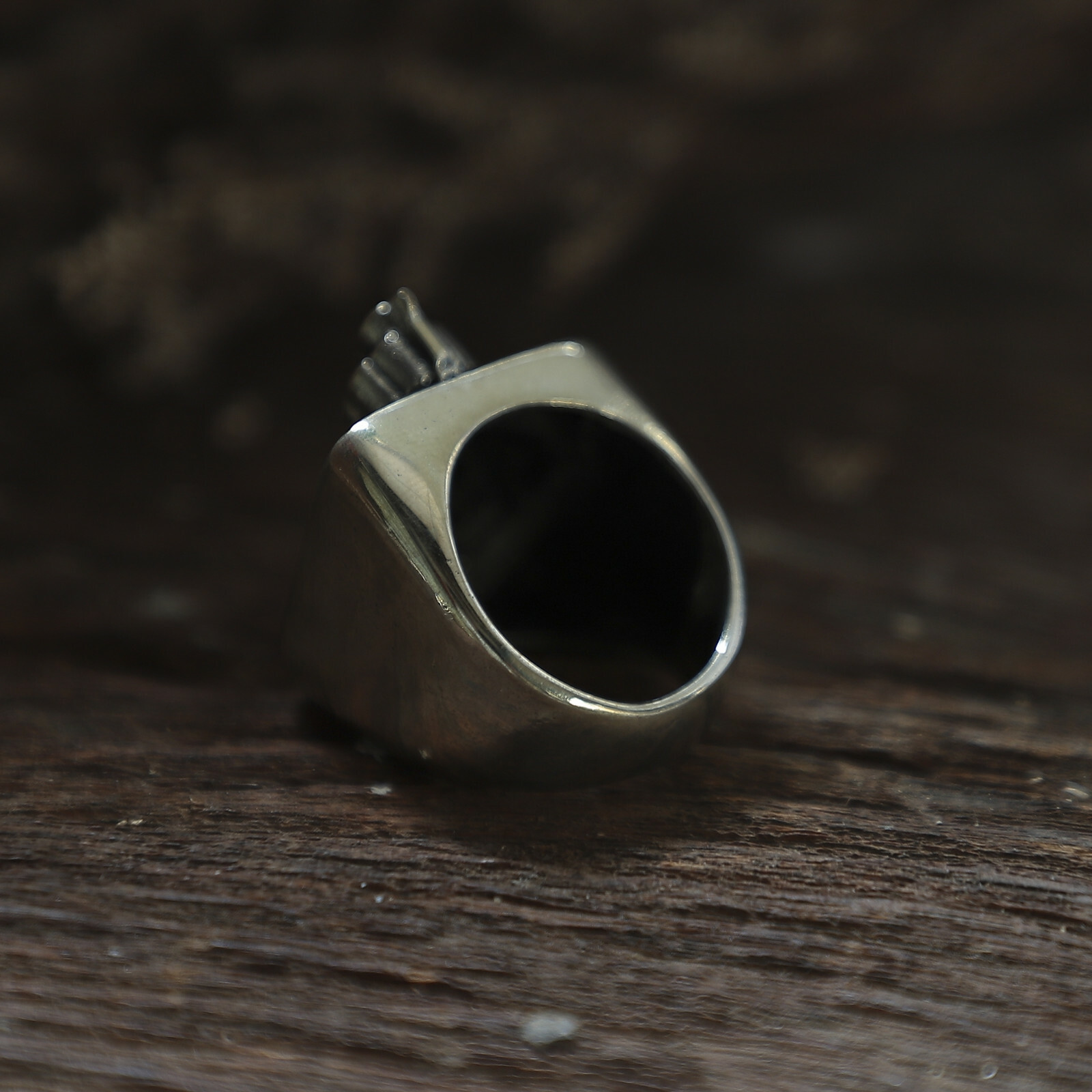 gun square Biker Ring sterling silver 925 Gothic punk gangster skull ...