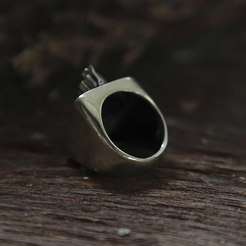 gun square Biker Ring sterling silver 925 Gothic punk gangster skull ...