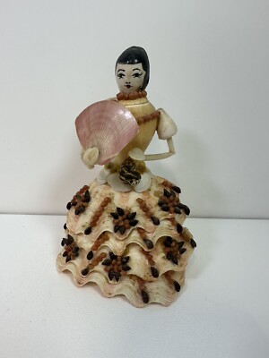 Vtg Sea Shell Doll, Folk Art Woman Figurine Made Completely with Sea ...