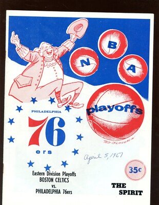 4-5 1967 NBA Basketball Playoff Program Boston Celtics at Philadelphia ...