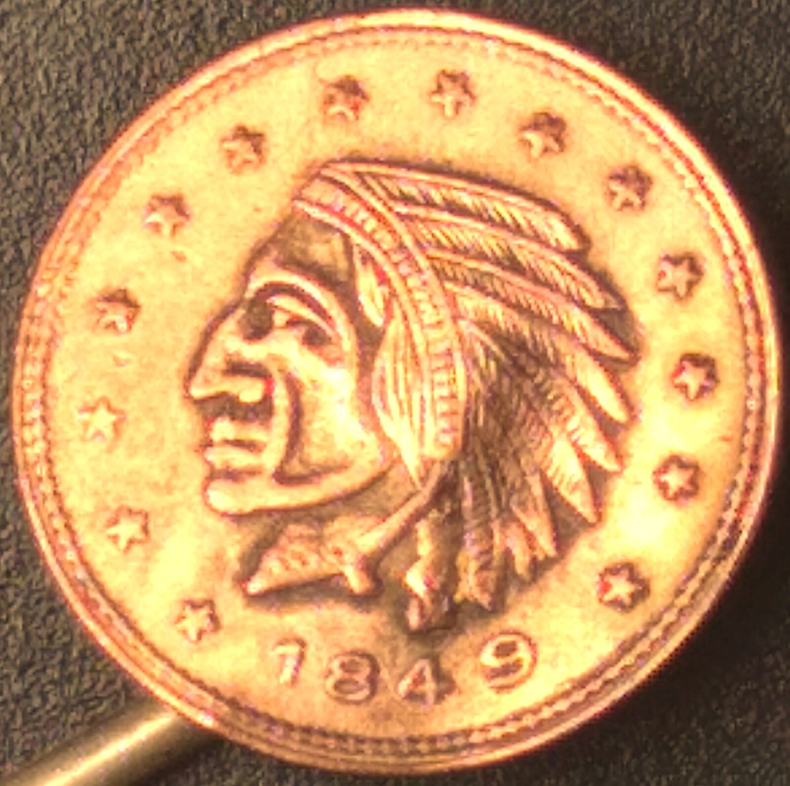 1849 California Gold 1/2. Indian 2 Bear 5 token/charm/bar/ingot/medal ...