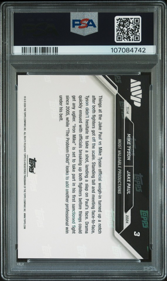 2024 TOPPS NOW BOXING #3 JAKE PAUL / MIKE TYSON - PSA 10 (GEM MT) | eBay