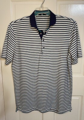 Greyson Golf Mens Polo Shirt Size L Stretch Light and DarkBlue Striped ...