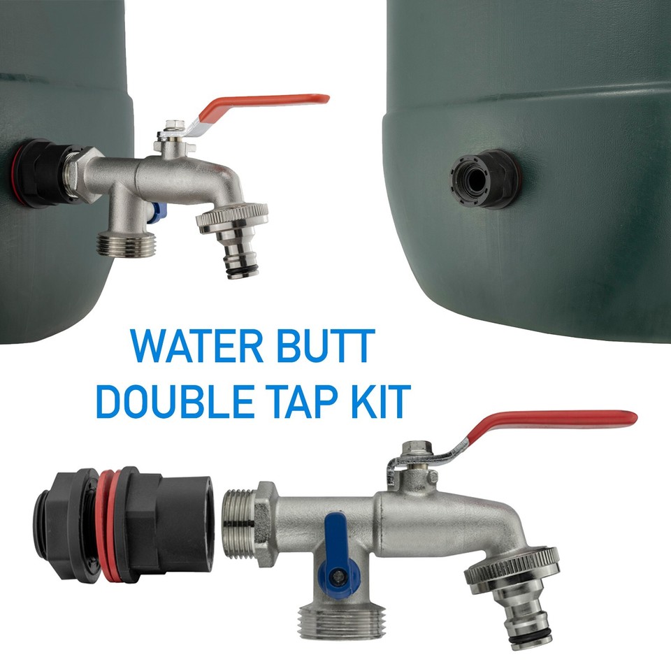 Water Butt Replacement Tap Solid Metal Lever UK Bib Outlet Barb Quick ...