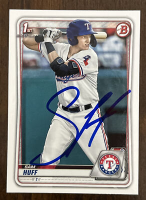 SAM HUFF Signed 2020 Bowman Baseball Card #BP-33 Texas Rangers Rookie ...