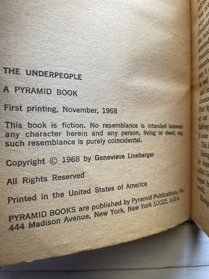 The Underpeople By Cordwainer Smith (pyramid First Printing 1968) | eBay