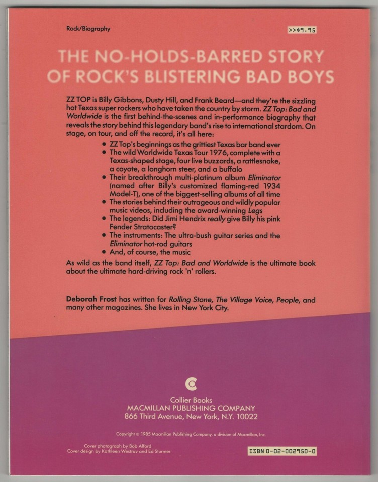 ZZ TOP Bad and Worldwide 1985 big soft cover book Deborah Frost BILLY ...