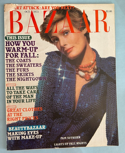 Pam Suthern Harpers Bazaar Cover Vintage Fashion Magazine ADS October ...