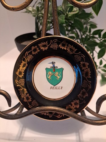 Vtg 4" plate REILLY Crest Arklow Dublin Ireland shield w lions Wedding ...