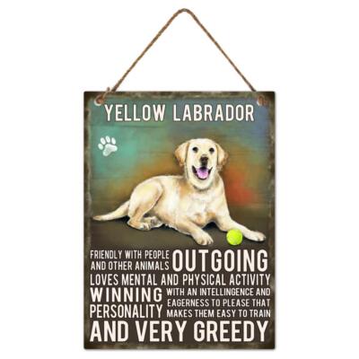 Yellow Labrador Dog Sign Metal Wall Hanging Dogs Sign Colourful Home ...